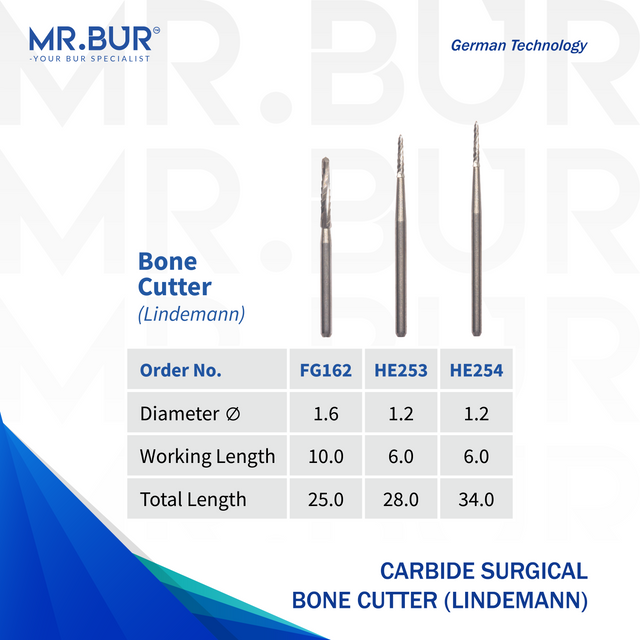 Lindemann Bur FG Bone Cutting | MR. BUR – Mr Bur