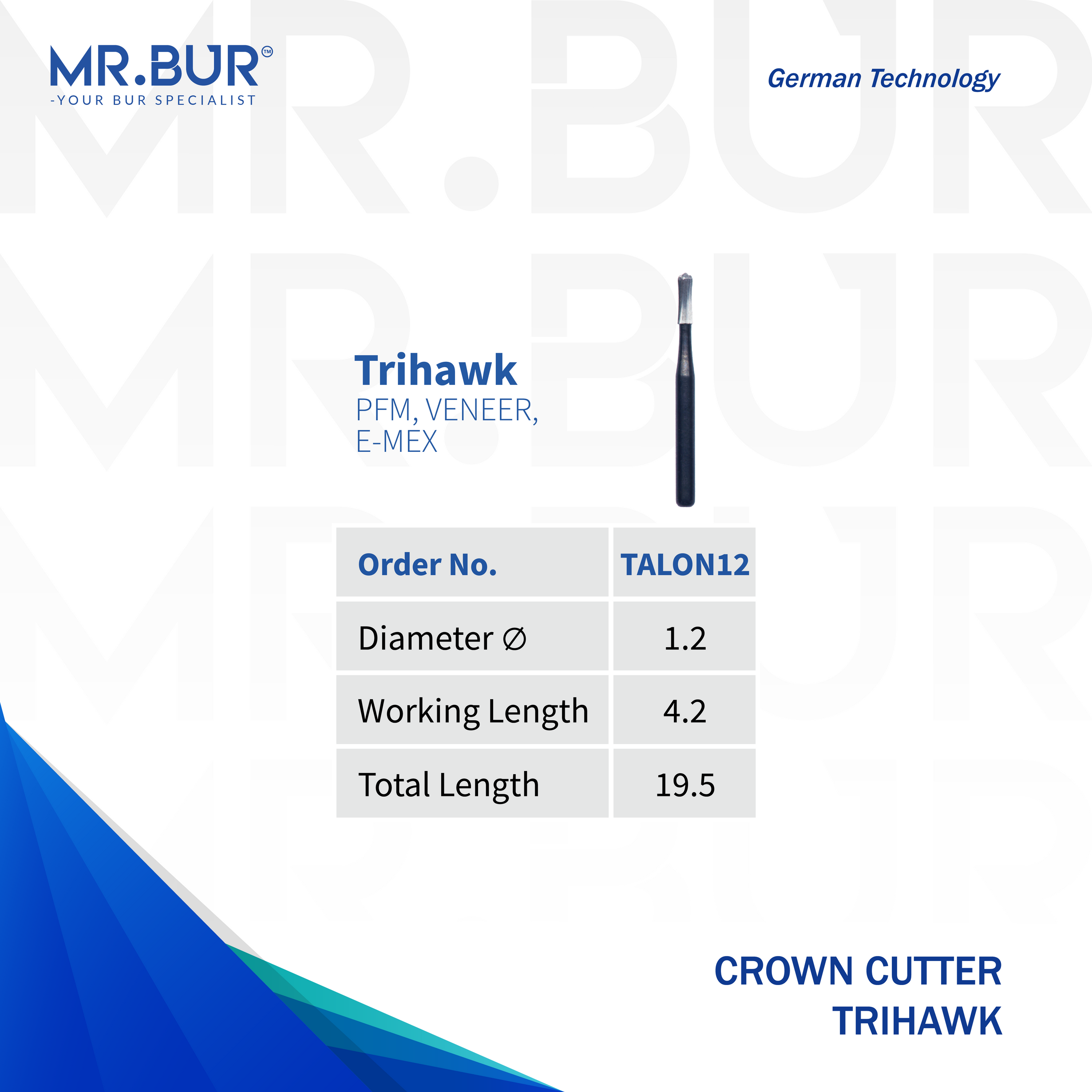 Trihawk Talon 12 Crown Cutting Bur FG | MR. BUR – Mr Bur