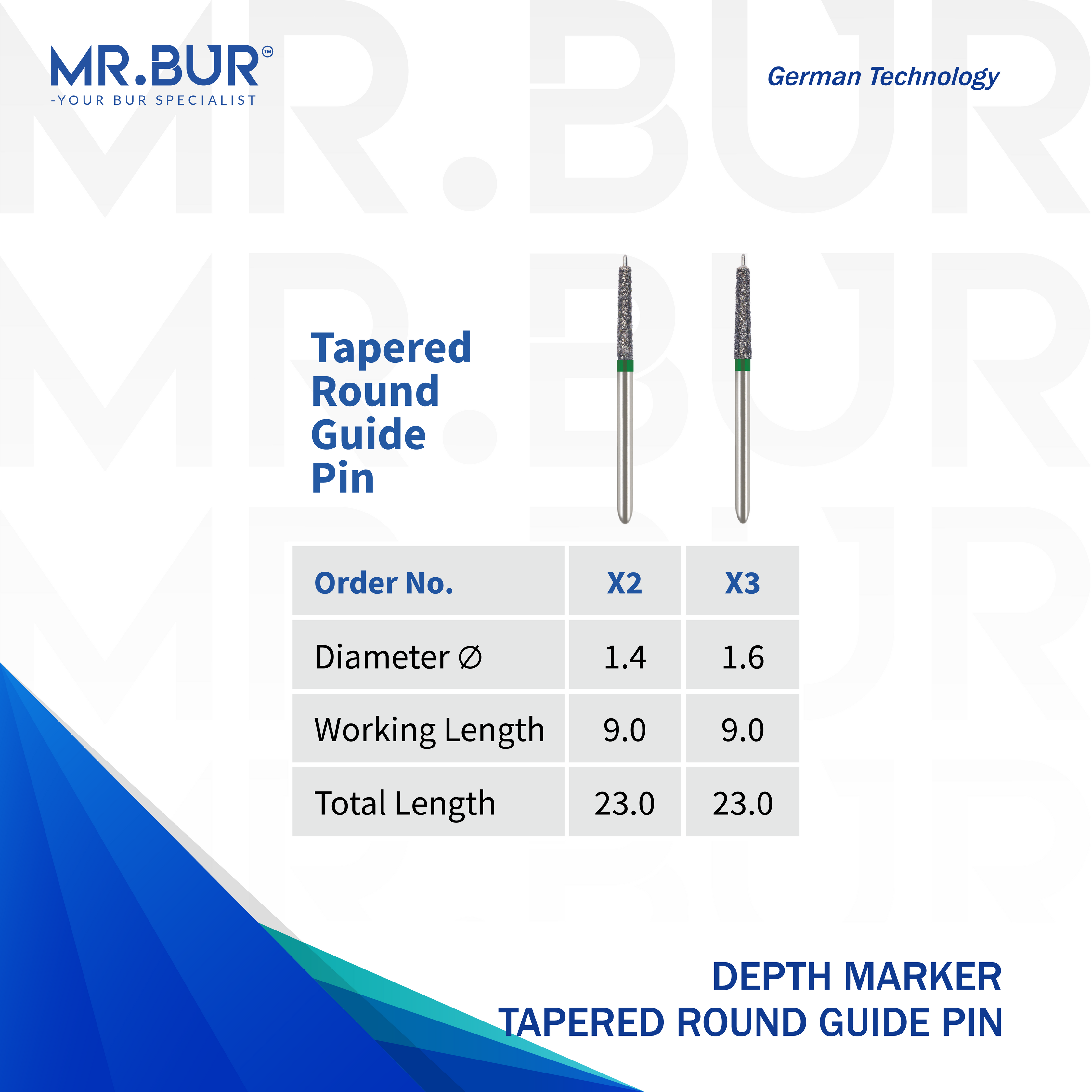 The Best Guide Pin Coarse Diamond Bur FG For Crown Preparation | MR ...