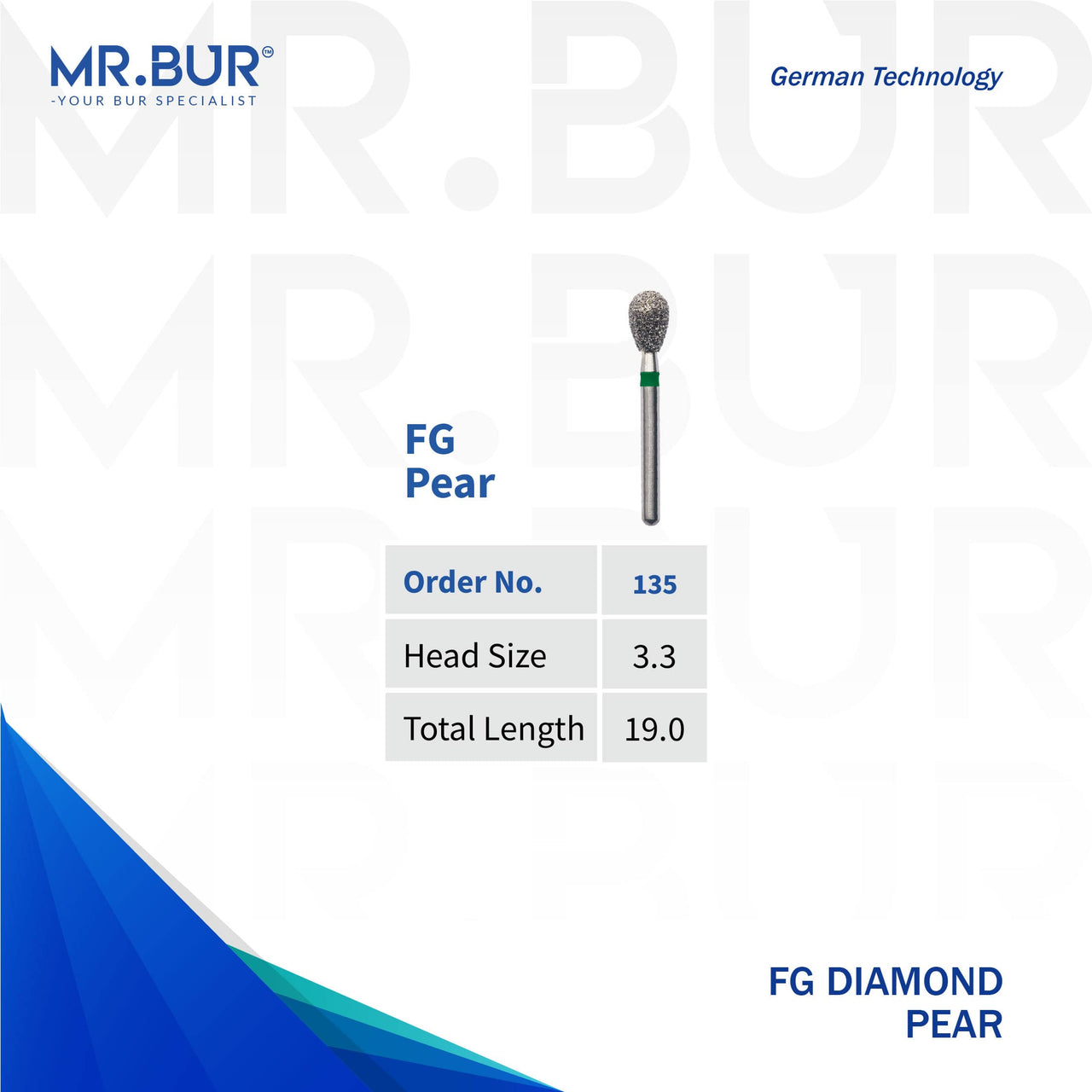 The Best Pear Coarse Diamond Bur FG | MR. BUR – Mr Bur