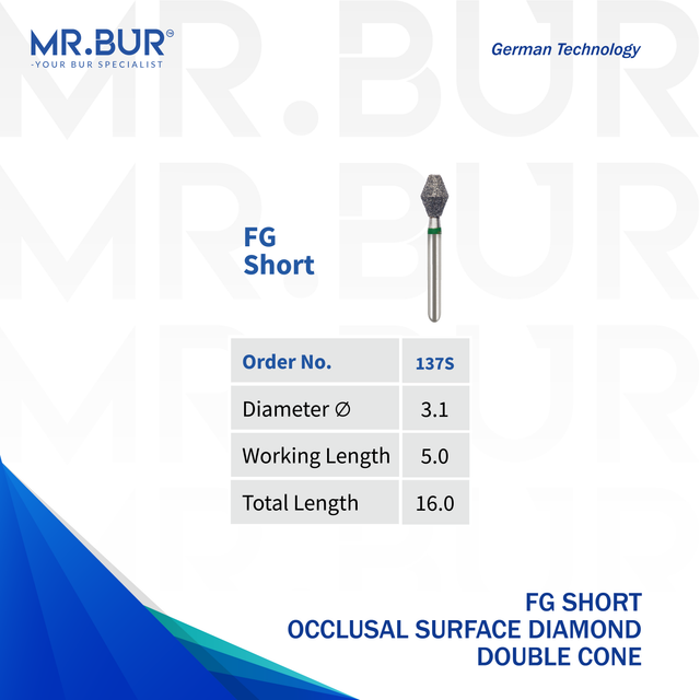 Mr. Bur Occlusal Reduction Mini Double Cone Bur FG in Australia – Mr Bur