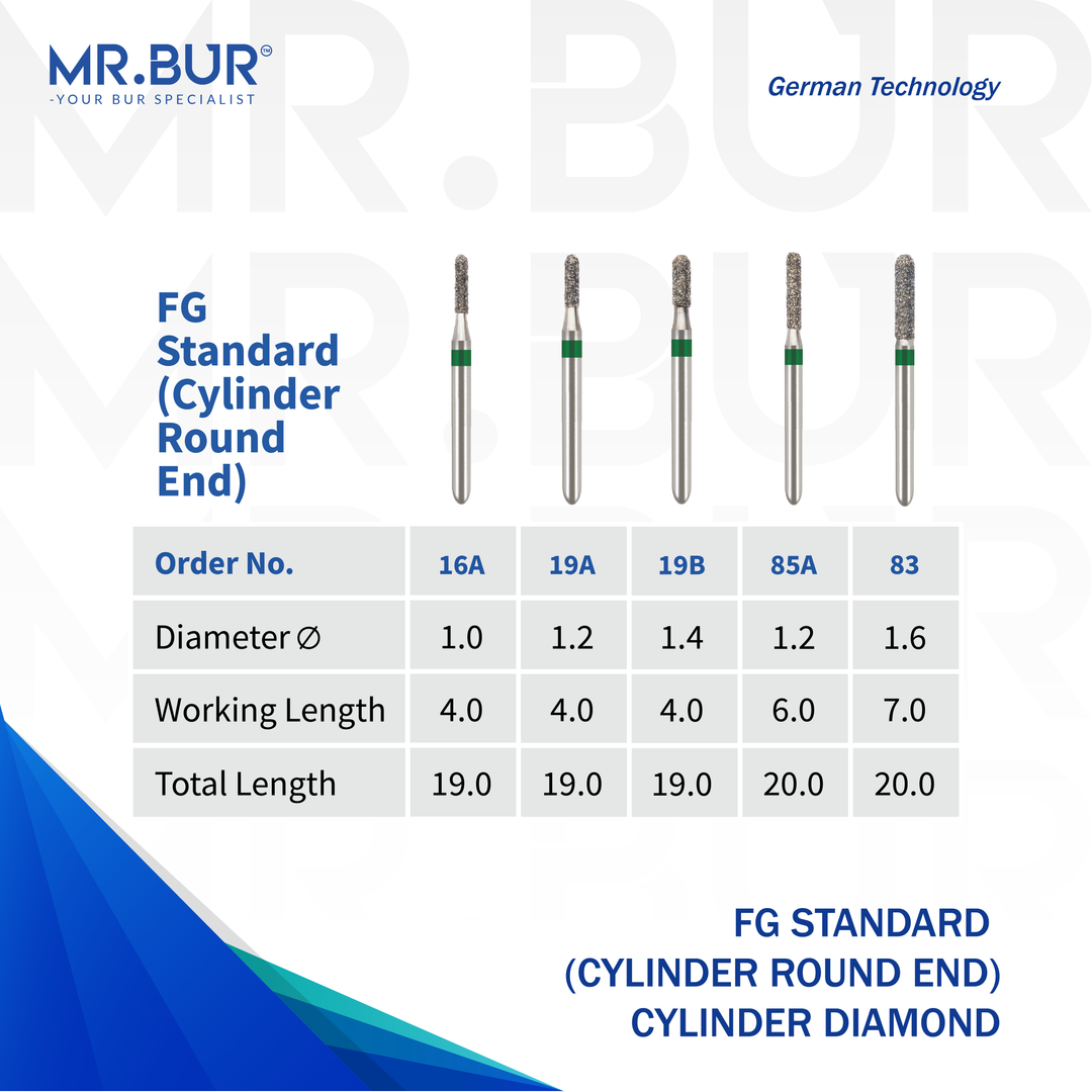 The Cylinder Round End Coarse Diamond Bur | MR. BUR – Mr Bur