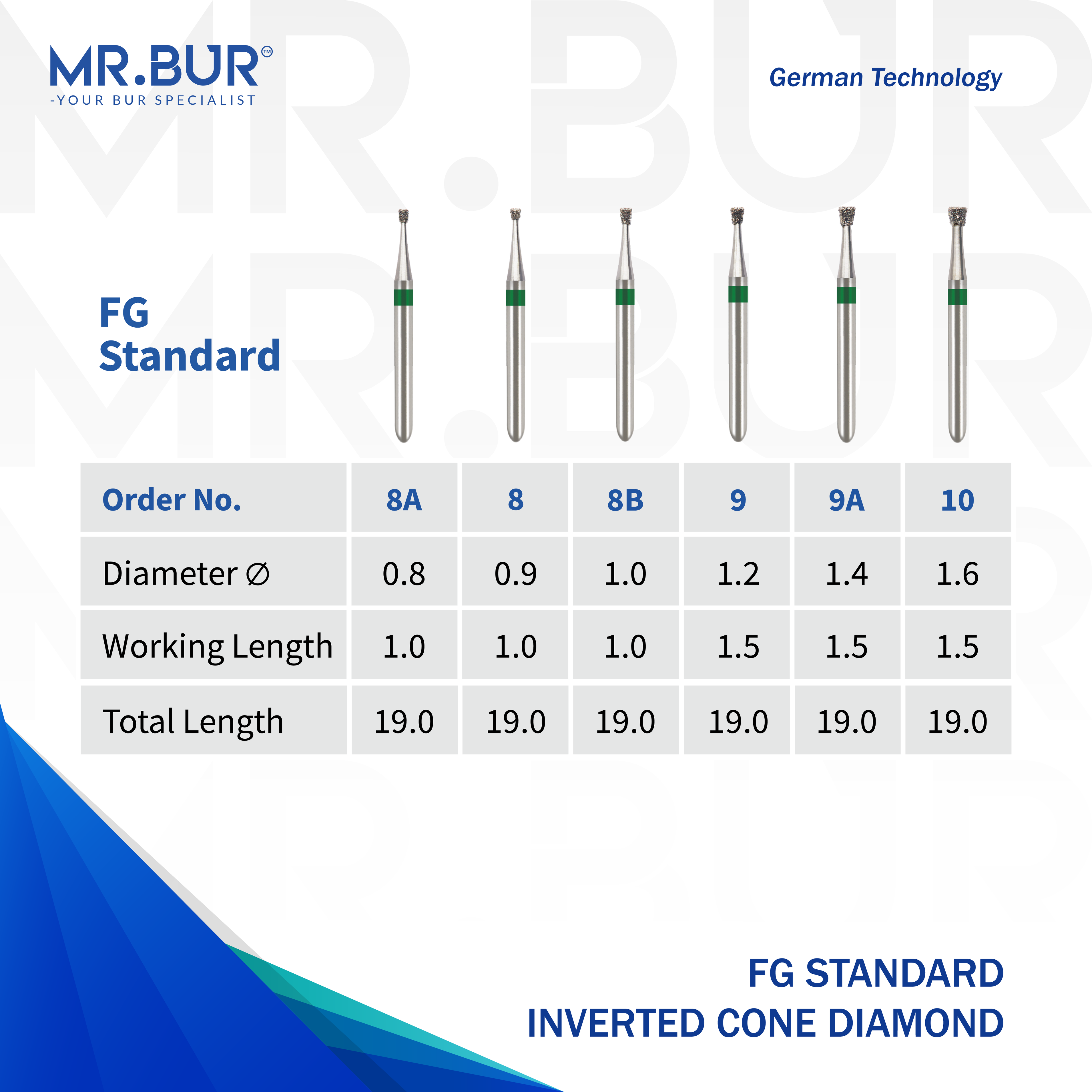 The Best Inverted Cone Coarse Diamond Bur FG | MR. BUR – Mr Bur