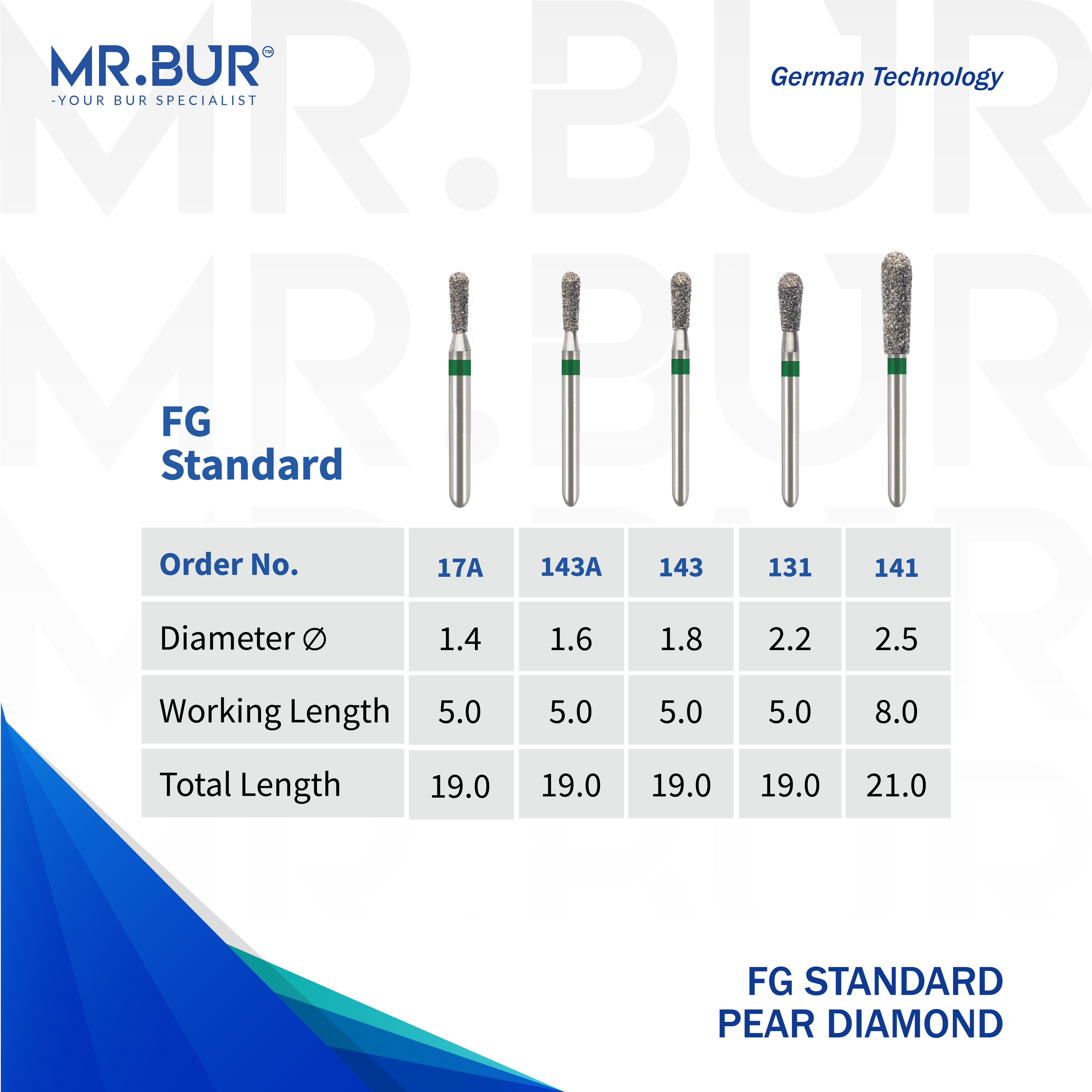 The Best Pear Coarse Diamond Bur FG | MR. BUR – Mr Bur