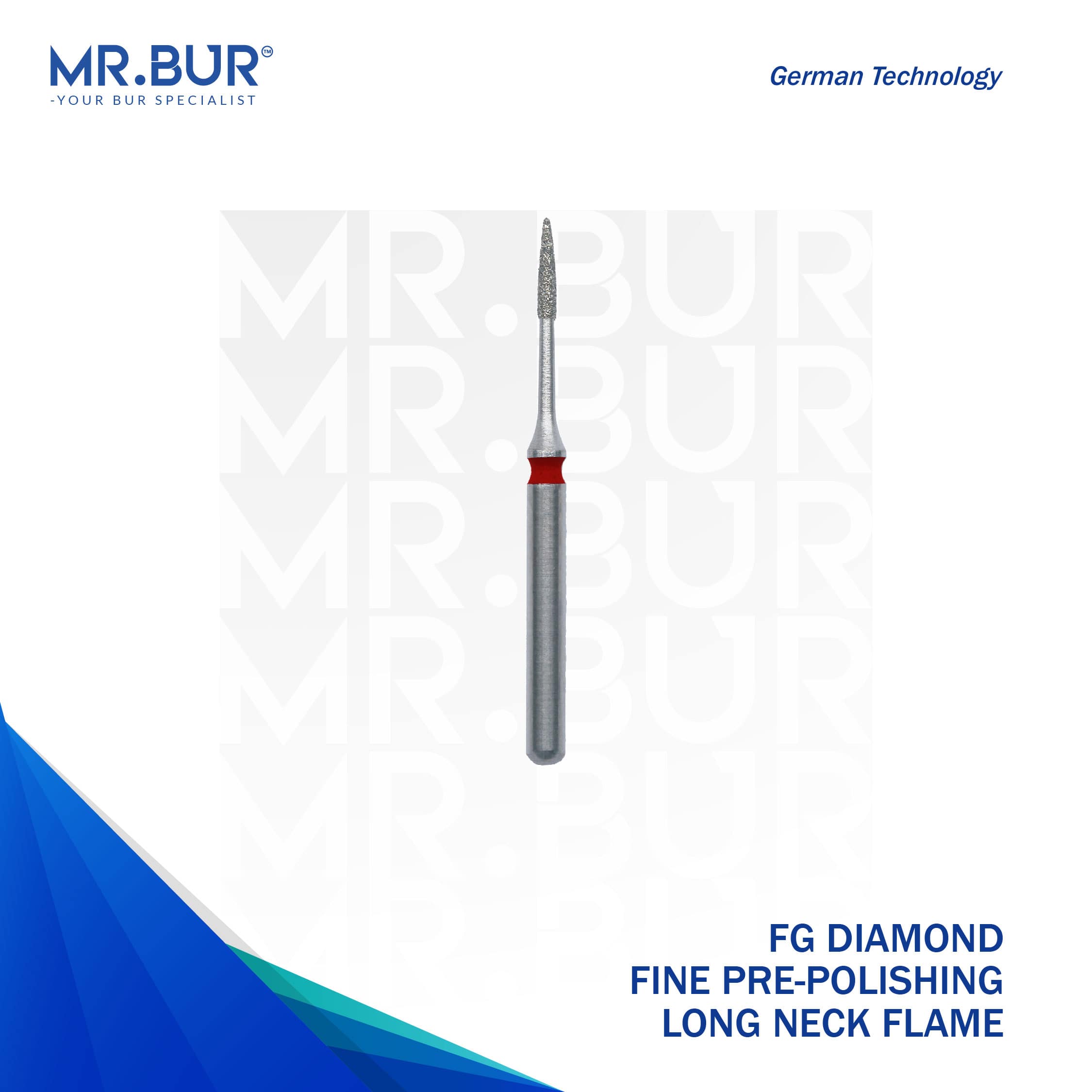 The Best Fine Grit Pre-Polishing Long Neck Flame Diamond Bur FG | MR ...