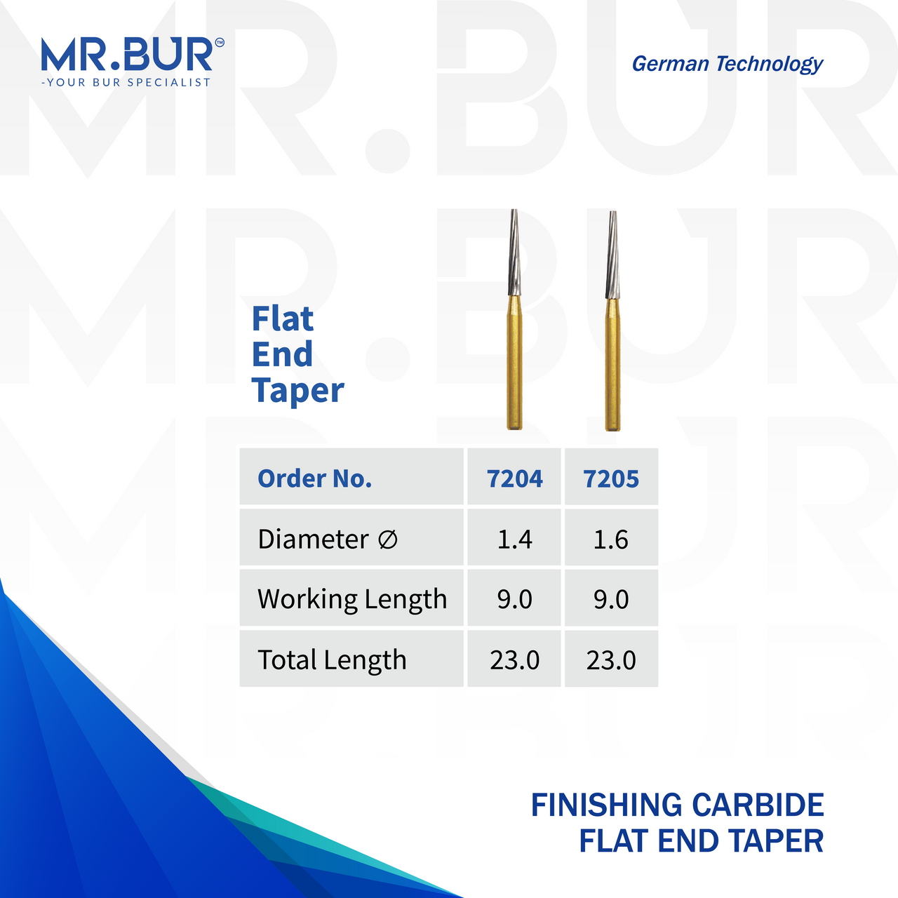 Flat End Taper Finishing Carbide Dental Bur FG | MR. BUR – Mr Bur