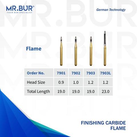 Taper Round End Finishing Carbide Dental Bur FG | MR. BUR – Mr Bur