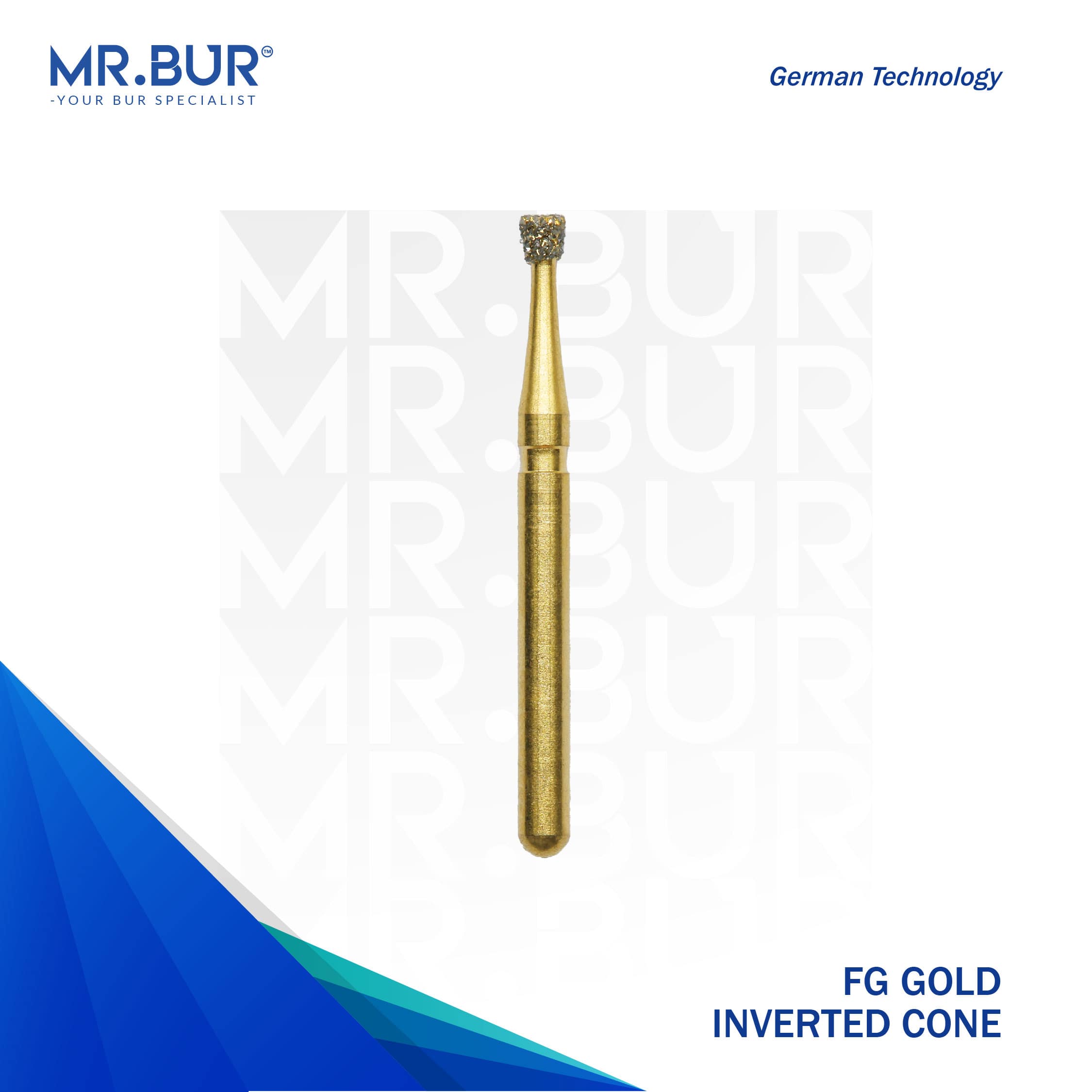 Gold Inverted Cone Diamond Bur FG | MR. BUR – Mr Bur