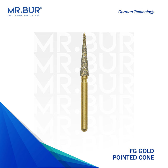 The Best Gold Pointed Cone Diamond Bur FG | MR. BUR – Mr Bur