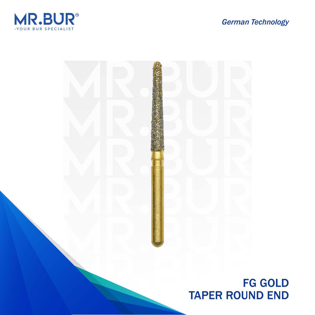 The Best Gold Taper Round End Diamond Bur FG | MR. BUR – Mr Bur