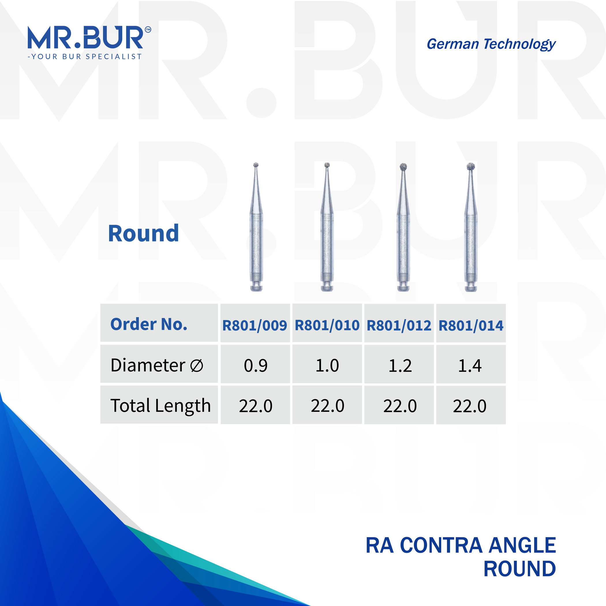 The Best Contra Angle Round Diamond Bur RA | MR. BUR – Mr Bur