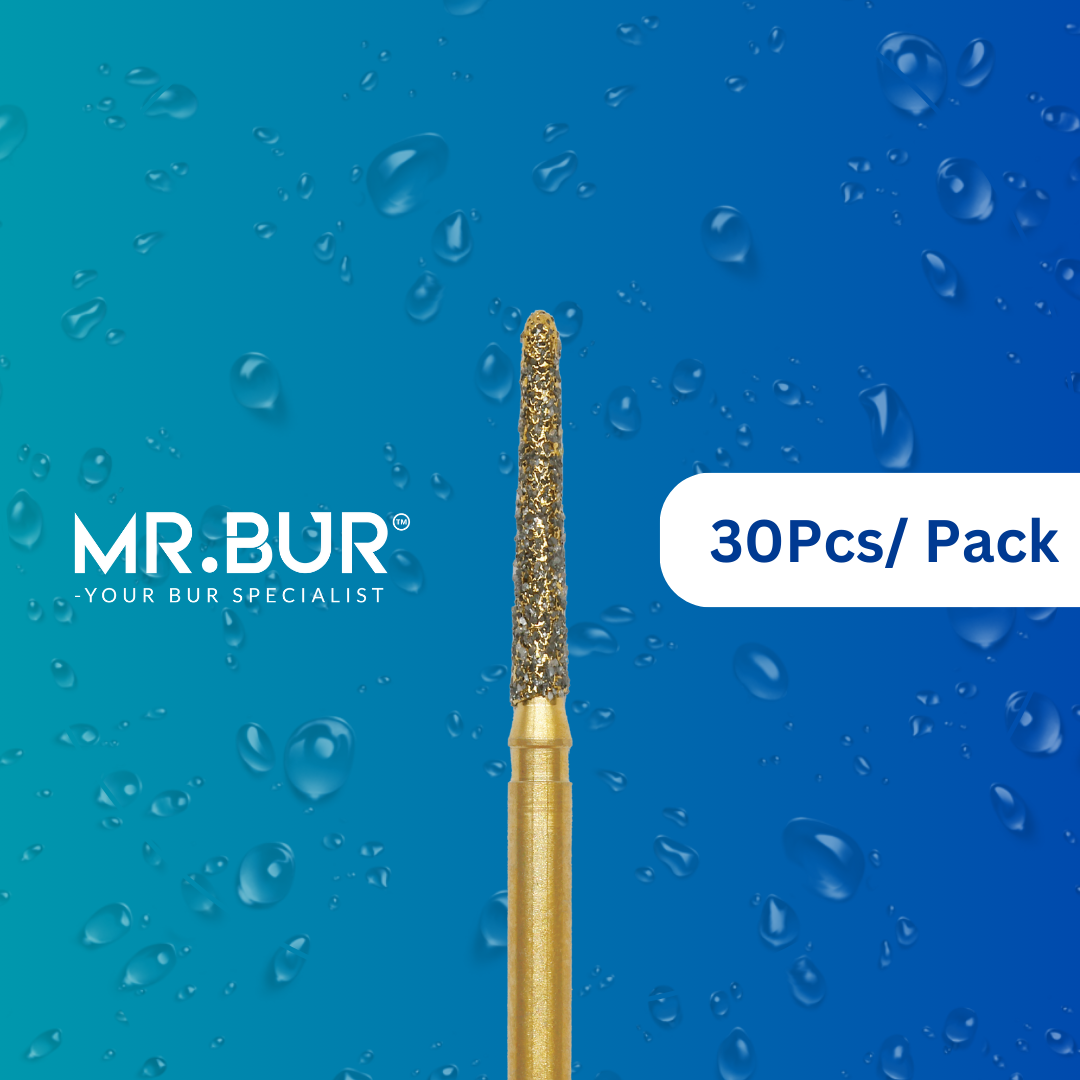 Mr. Bur Gold Taper Flat End Short Diamond Bur FG 30pcs in US – Mr Bur