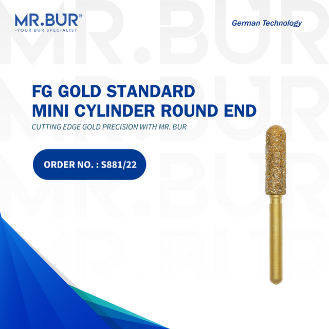 The Best Gold Cylinder Round End Diamond Bur FG 30pcs | MR. BUR – Mr Bur