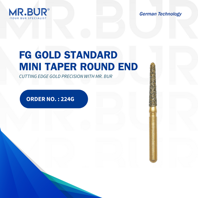 The Best Gold Taper Round End Diamond Bur Short FG 30pcs | MR. BUR – Mr Bur