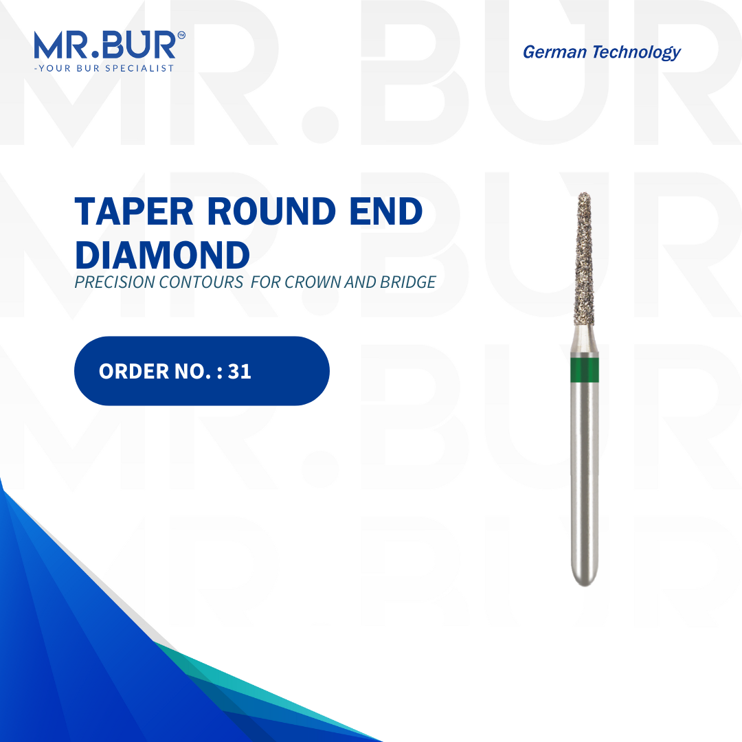 Taper Round End Coarse chamfer Diamond Bur FG | MR. BUR – Mr Bur